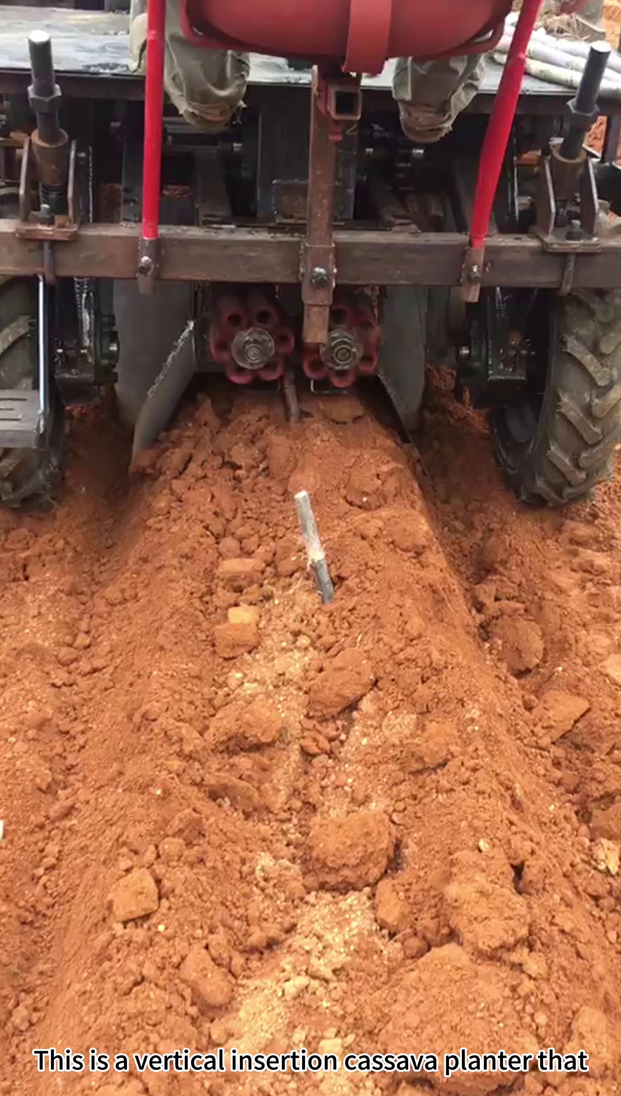 Single row vertical insertion cassava planter